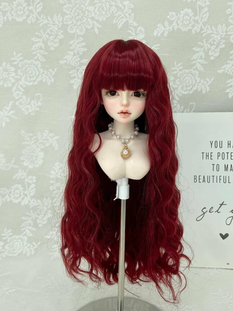 Кукольный парик, подходит для куклы BJD 1/6, размер головы 15.5-17.5 см, Рубиновый цвет