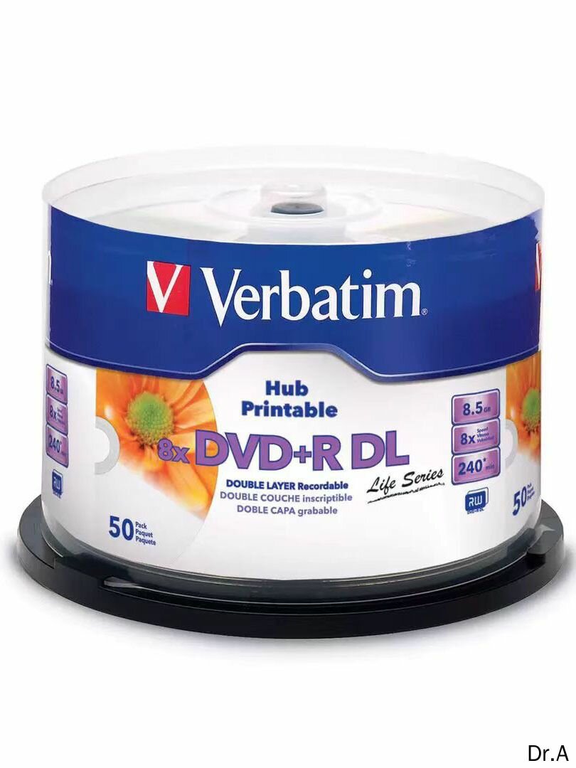 Verbatim Диск для записи DVD+R, 8,5 ГБ, 50 шт