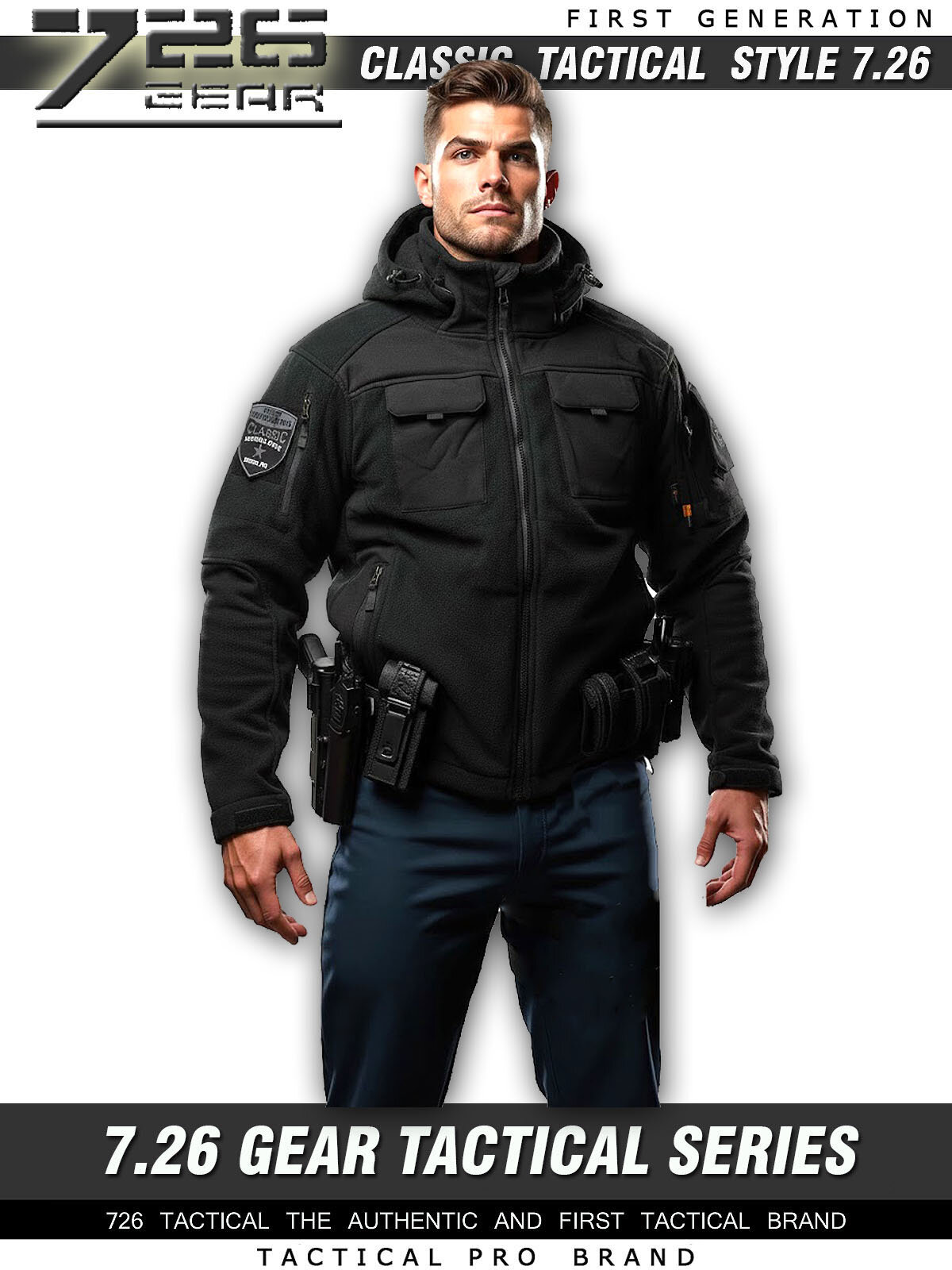 Тактическая флисовая куртка 7,26 черная XL