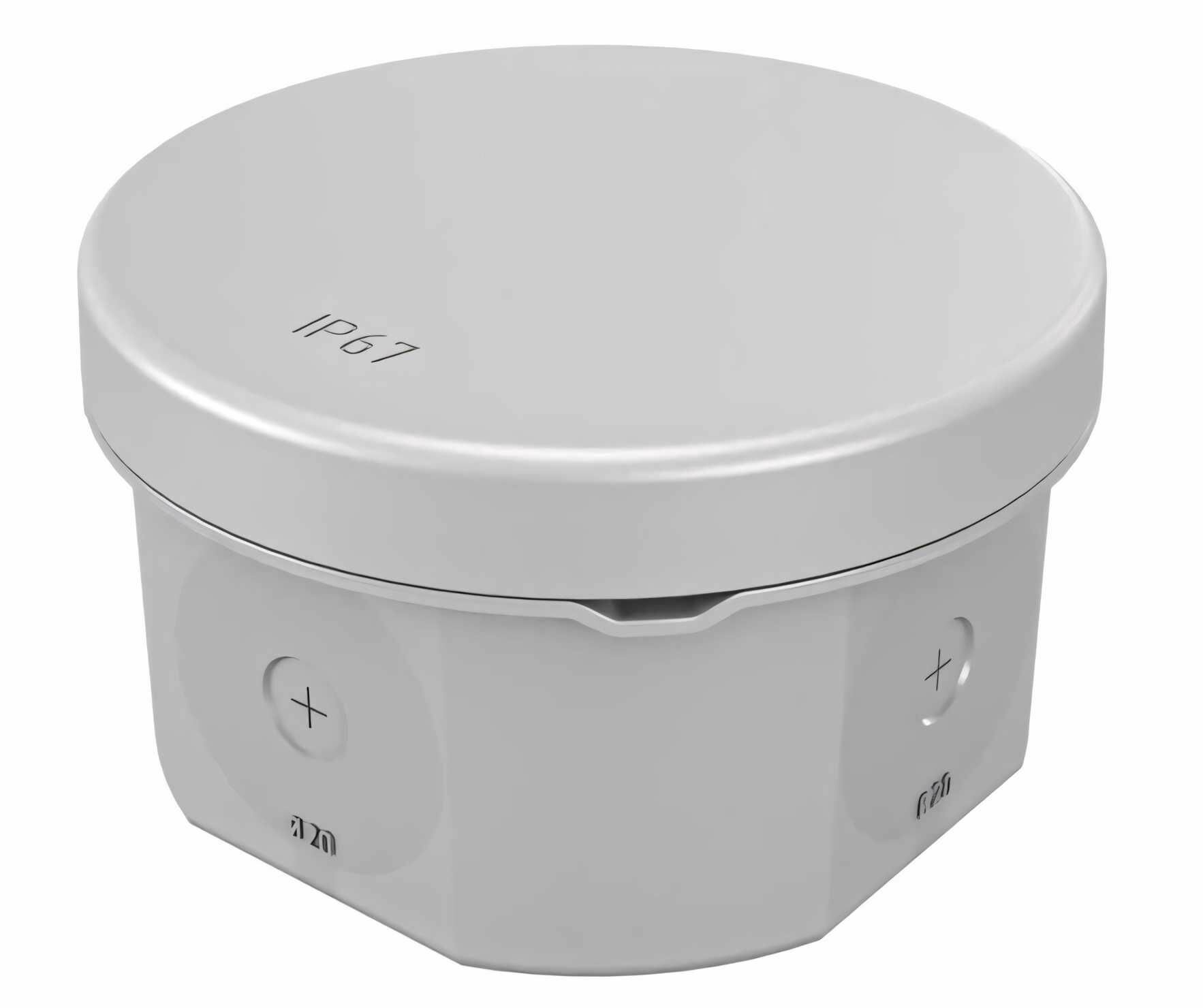 Коробка распределительная Greenel о/п, 2К, HF, УФ D70x40мм IP67 серый GE42437
