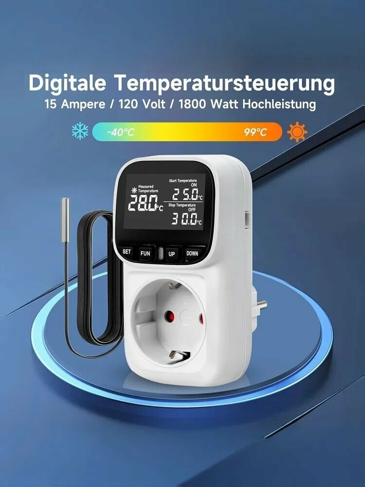 Tuya Smart Терморегулятор/термостат до 1800Вт Универсальный, белый