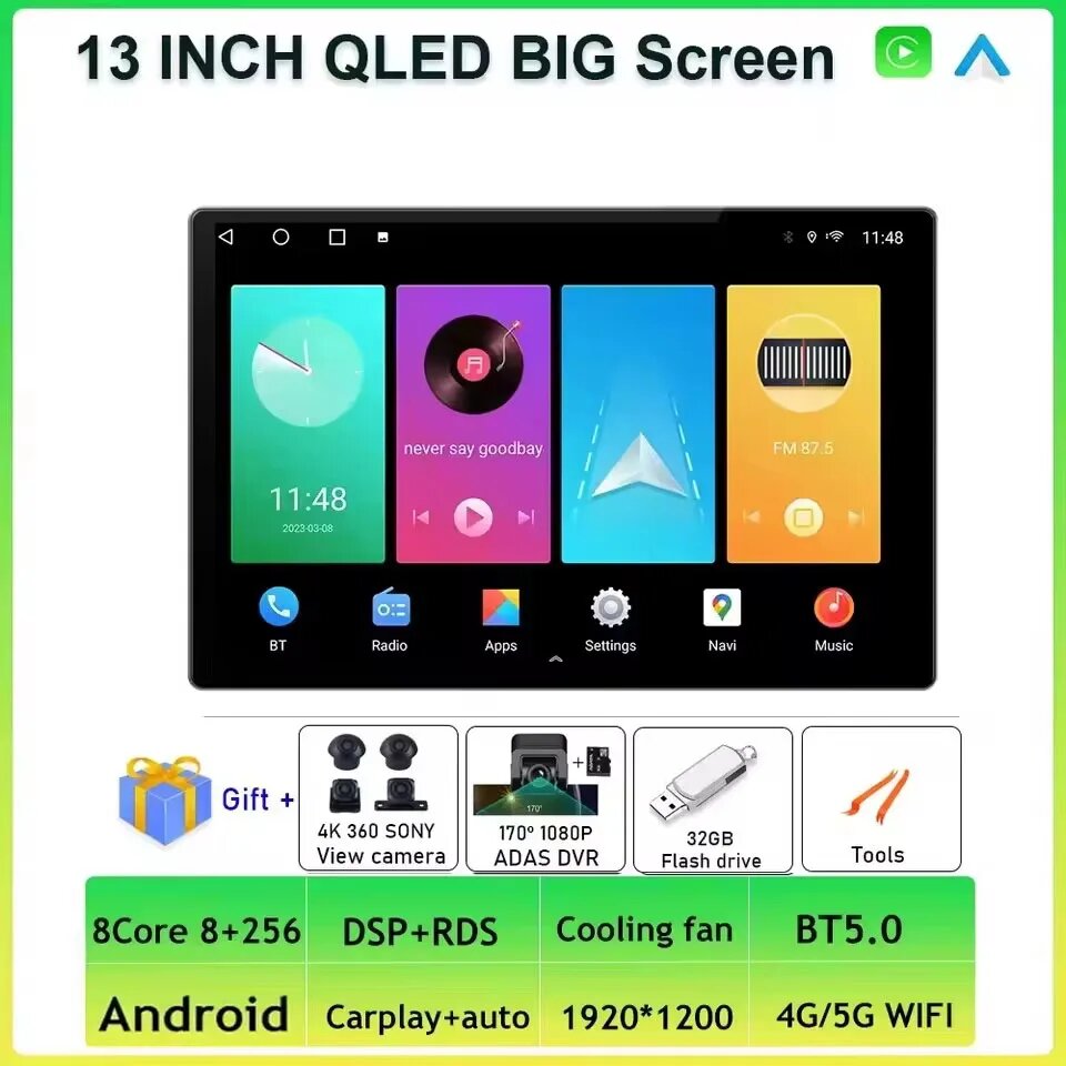 Автомобильный радиоприемник Android 15 для Peugeot 308 T9 308S 2013-2017, Carplay, авто GPS, мультимедиа, 2 Din, головное устройство, плеер, видео стерео 2K 8-256-Sony360-DVR