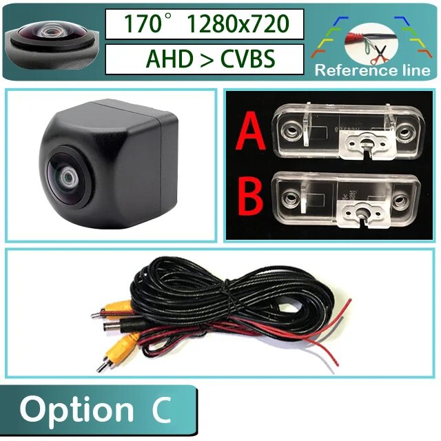 Автомобильная камера заднего вида 720P AHD, 170°, Option C