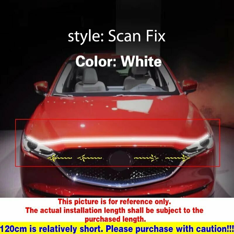 Автомобильный капот, полоса сканирования, запуск новых DRL дневных ходовых огней, авто фары, светодиодные декоративные полосы для Mazda CX-5 2017-2023 White, 150cm