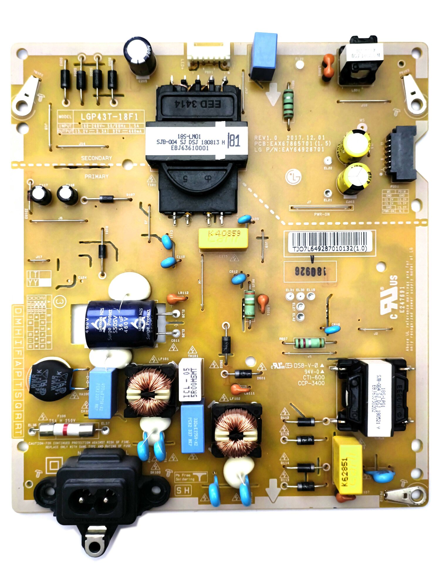 Блок питания EAX67865701(1.5) / LGP43T-18F1 для телевизора LG 43LK6100PLA