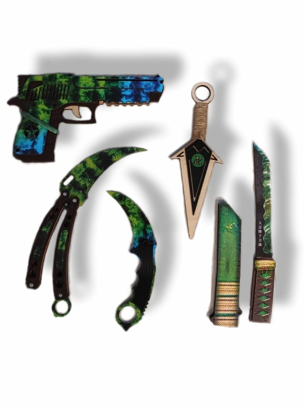 Набор деревянного оружия КС ГО изумруд /набор из 5 предметов