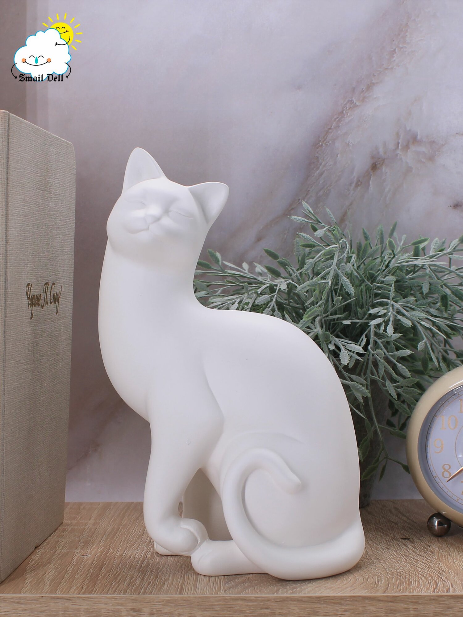 Статуэтка Кошка , 18,5 см, гипс, цвет белый матовый