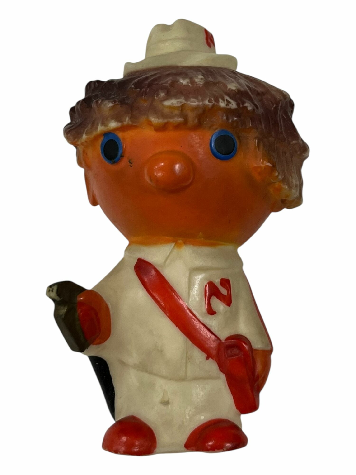 Винтажная игрушка заправщик азс, ёлочная игрушка, резина. Сделано в ГДР, времён СССР.