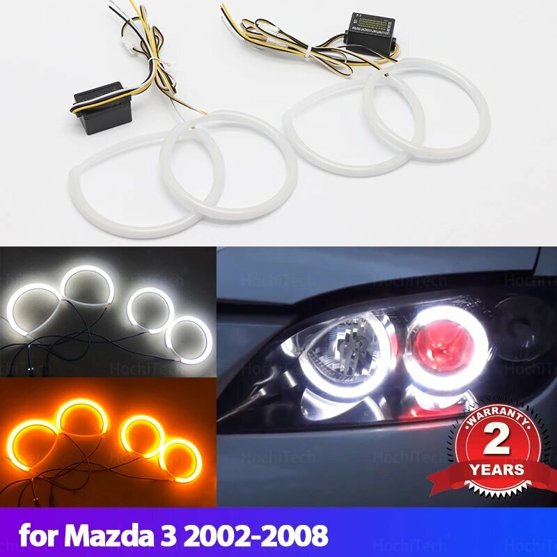 Для Mazda 3 Mazda3 BK 2003-2008 Стайлинг автомобиля молочно-белый свет SMD светодиодный комплект кольца с ангельскими глазами указатель поворота
