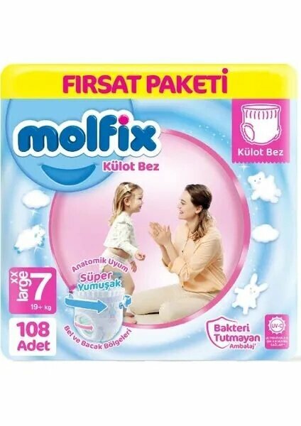 Molfix 7 размер XX Большой 108 шт Ткань для трусиков