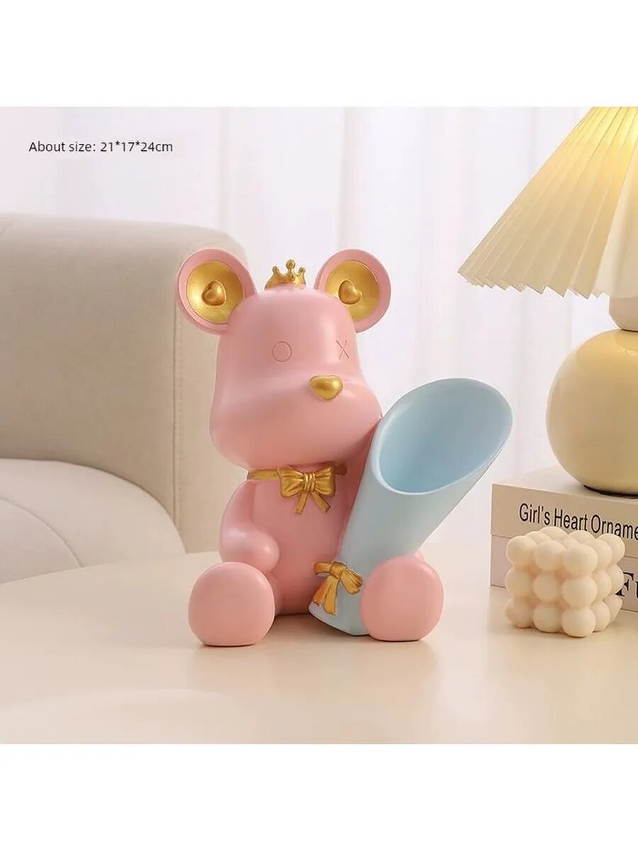 Скандинавский медведь-букет розовый, большой