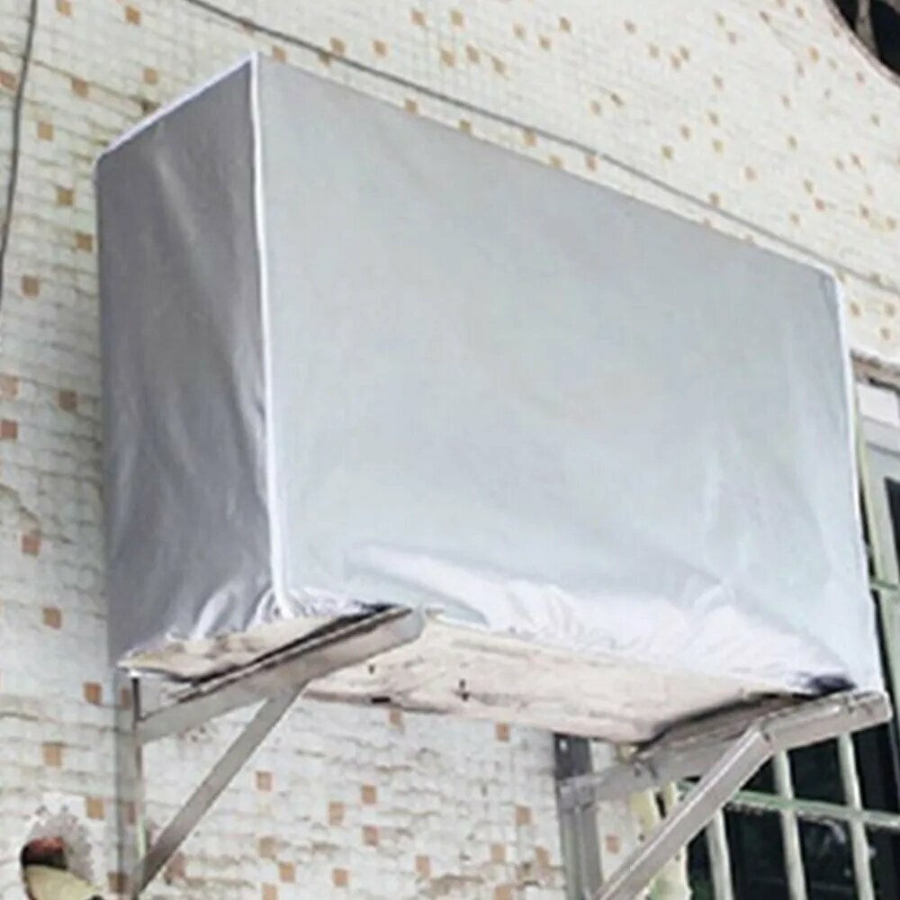 Чехол для кондиционера наружный, полный размер 96x40x70 см, серебристый, из оксфорда