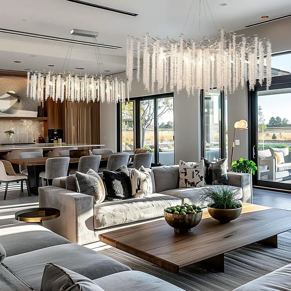 Cassina Люстра в стиле цветущих ветвей деревьев, G9*14, Хром, 280 Вт, 1200mm, для гостиной, кухни — фото 1