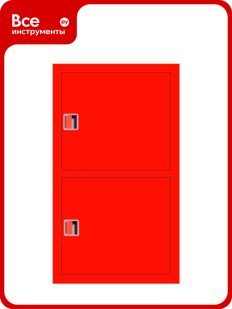 Встроенный, закрытый, вертикальный шкаф Карелпожлиния ШПКО-КОМБИДУАЛ-320-12 ВЗВрК Евро-ручка ВхШхГ 1340х740х300 мм, (2-ПК, 2 огнетушителя), цвет красный НФ-00000152-К