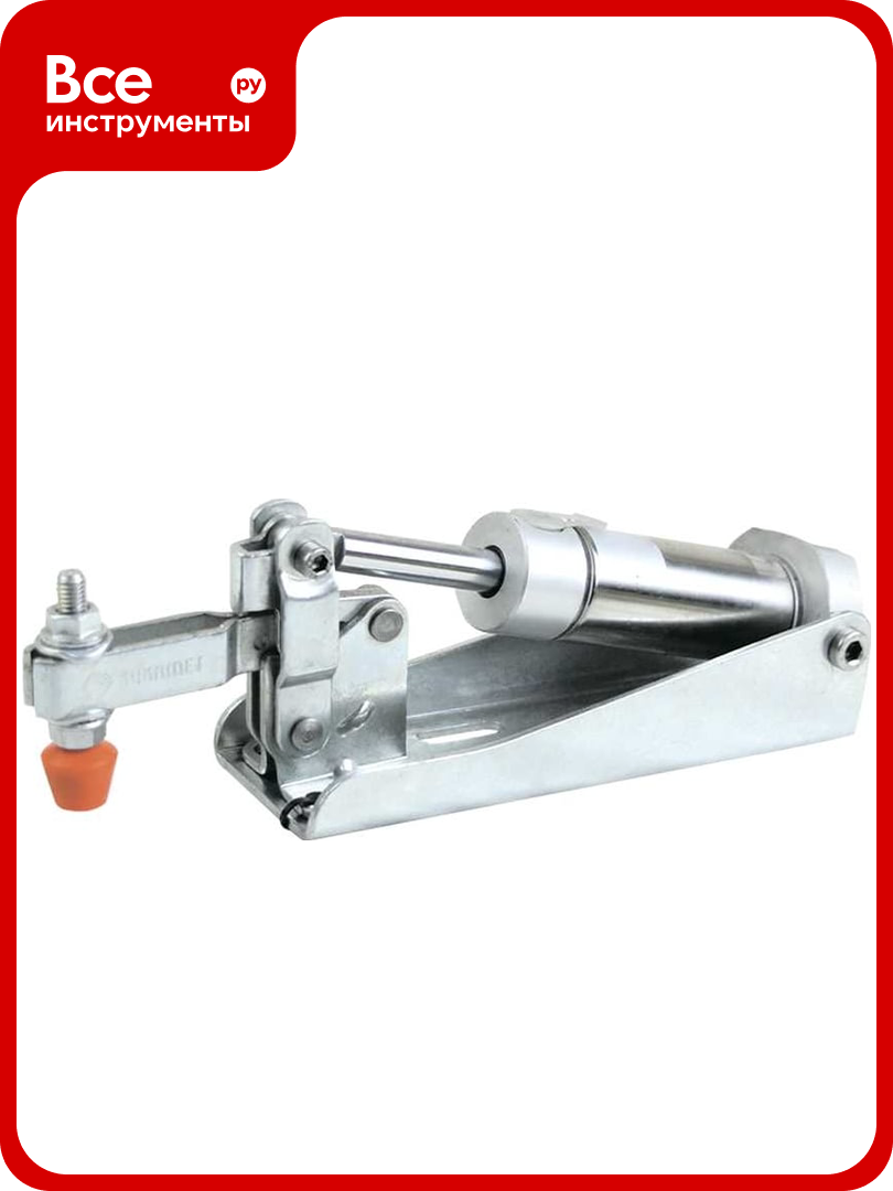 Прижим горизонтальный KUKAMET, усилие 122 кг 631-4, силиконовая накладка, стальная струбцина, подходит для дерева