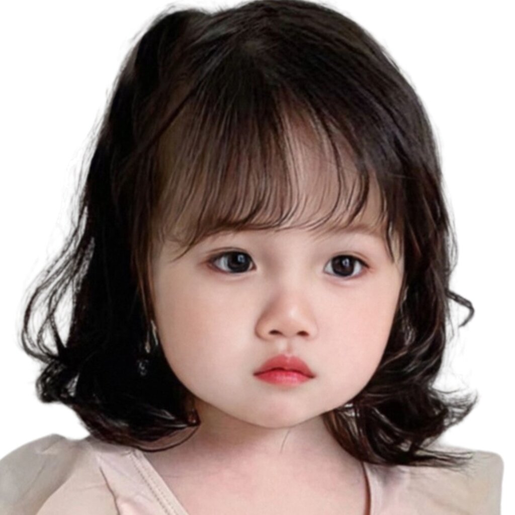 Детские накладные волосы, женские короткие волосы, микро-вьющаяся челка, вьющиеся волосы, полный головной убор-черный