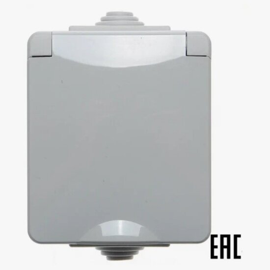 Розетка Эра 1-м ОП Эксперт 11-2601-03 16А IP65 250В 2P+E, Серый, Б0035988