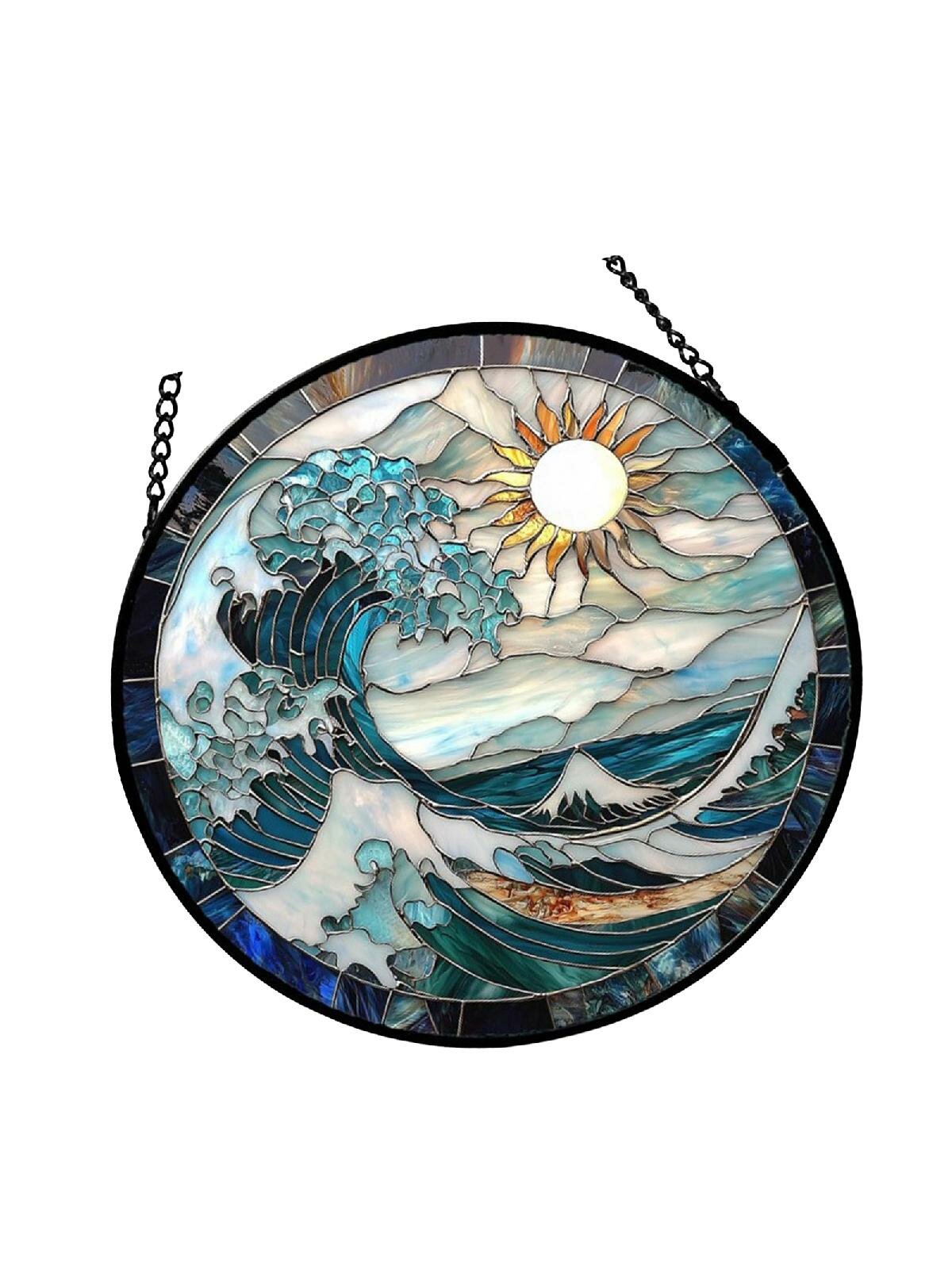 Подвесные витражи С волнами, ловцы солнца, Красочная оконная панель