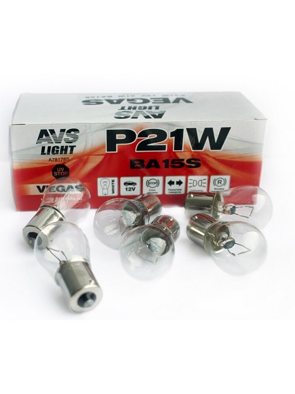 Лампа подсветки AVS Vegas A78178S P21W 12V 21W BOX, 10
