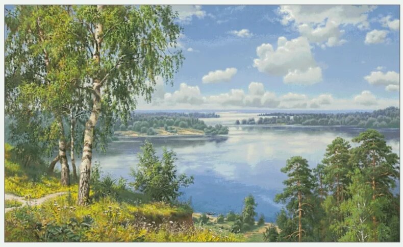 Набор для вышивки крестом Dahlia Пейзаж 14CT 14CT white canvas