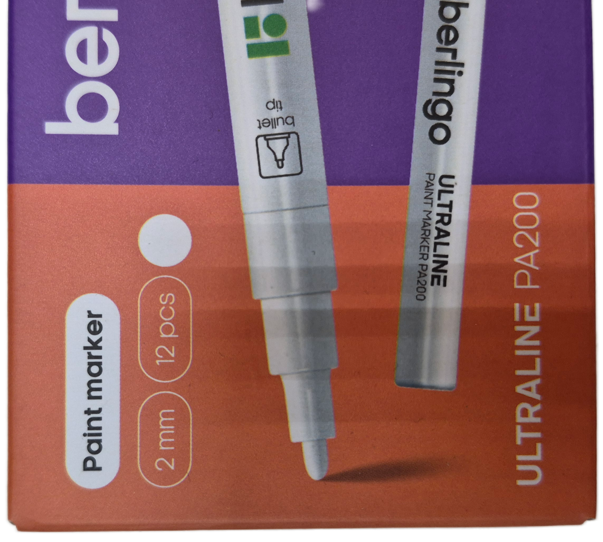 Перманентный маркер-краска белый berlingo 2mm, губчатый стержень, алюминиевый корпус