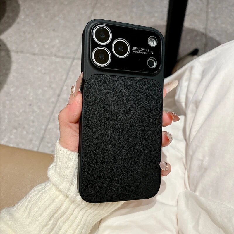 Роскошный кожаный чехол из кортекса для iPhone 11 12 13 14 15 16 17 Pro Max 17 Air Айфон 15, черный