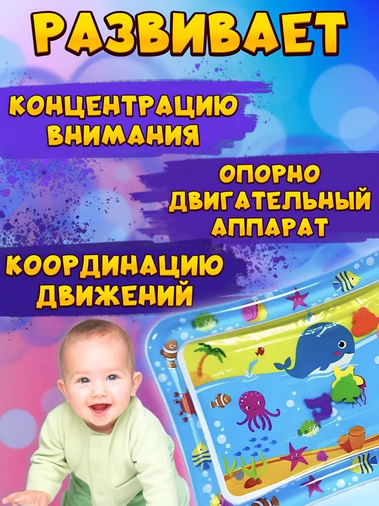 Детский надувной водный коврик в виде кита, пластиковый развивающий коврик с бортиком для малышей