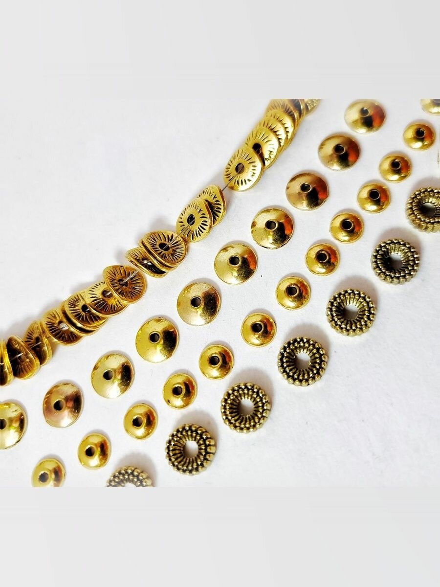 Шапочки для бусин 6-8мм. 100шт. Яркое золото.