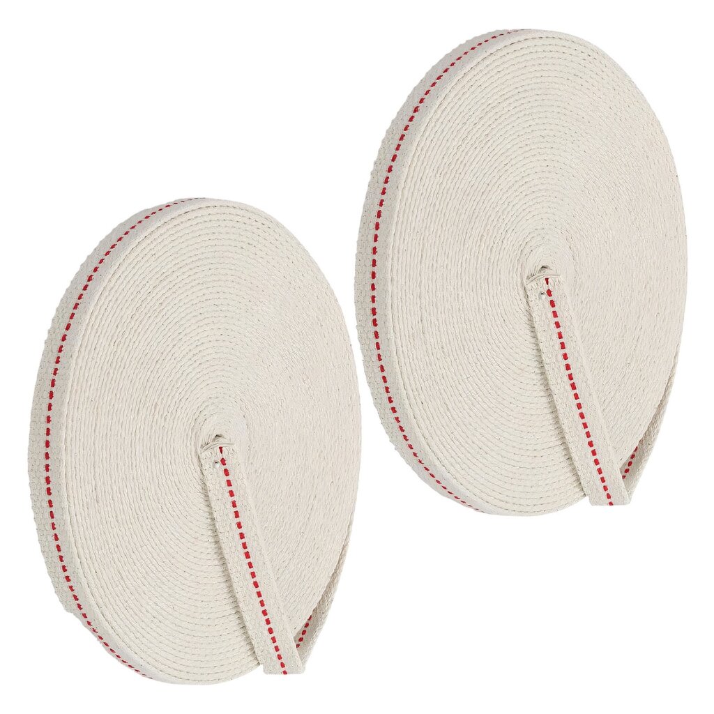 В упаковке 2 шт. Ширина 1,3 см, длина 10 м. Фитиль лампы из хлопка и стекловолокна, устойчивый к атмосферным воздействиям.