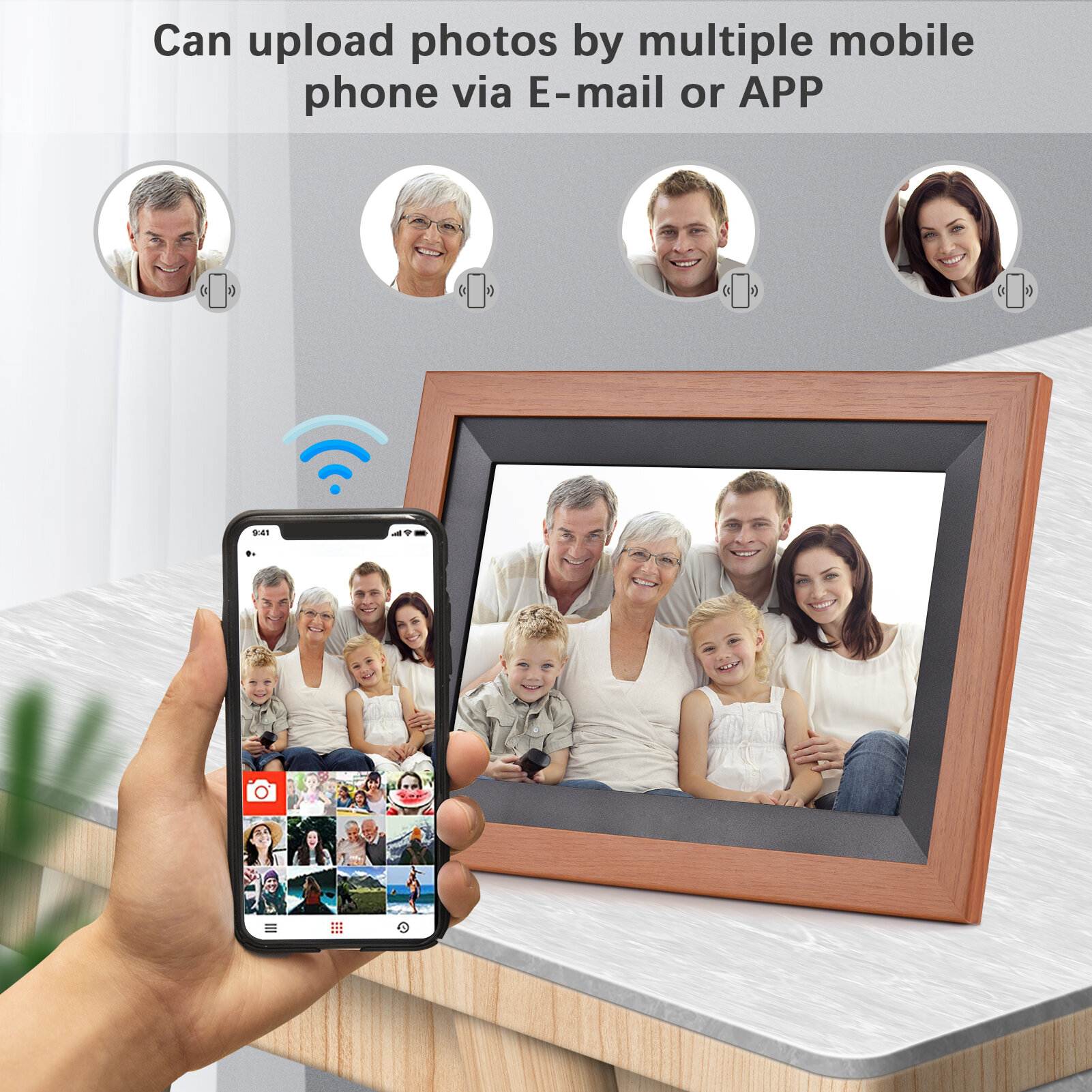 Andoer 10,1-дюймовая цифровая фоторамка WiFi Cloud Digital Picture Frame 1280*800 IPS экран сенсорное управление 16 ГБ памяти автоматический поворот делиться фотографиями через приложение с задней подставкой