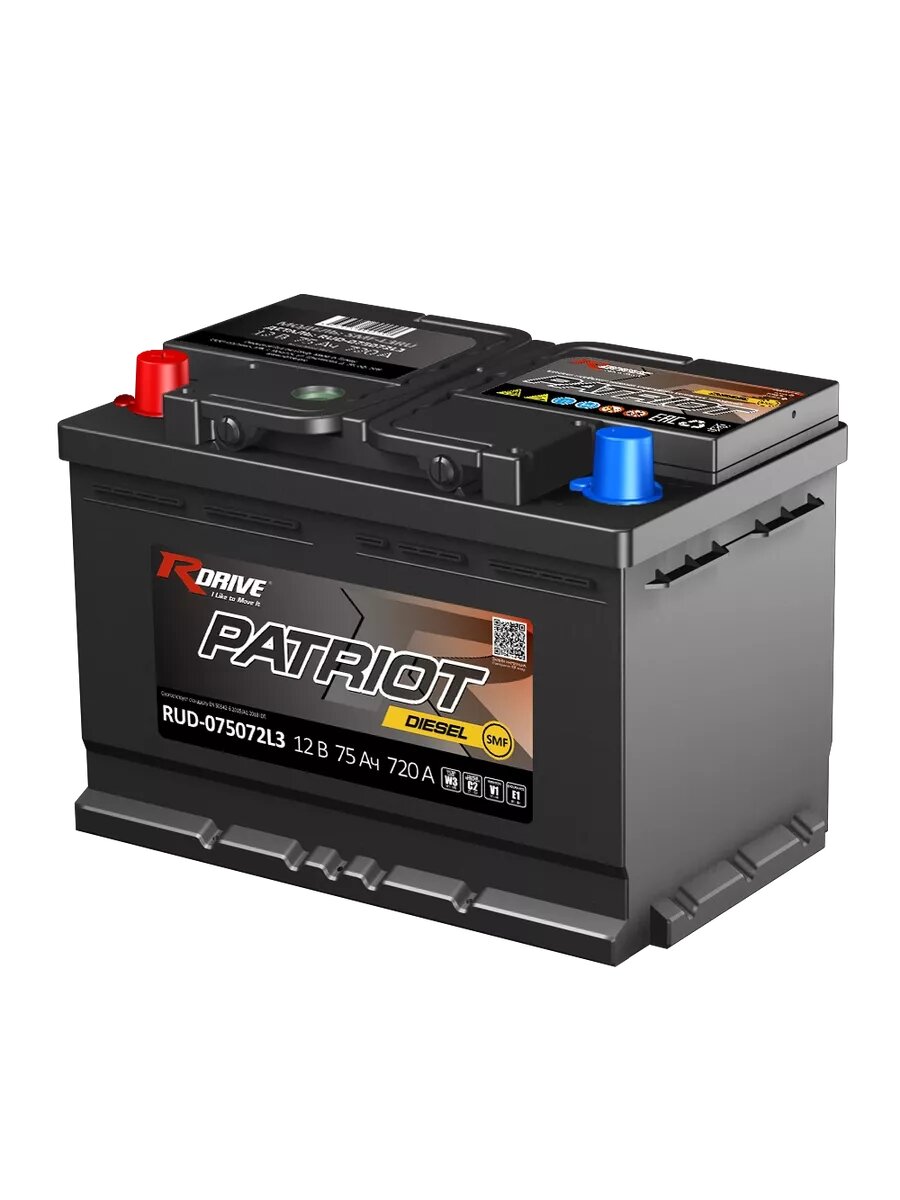 Аккумулятор RDRIVE PATRIOT 75L 12V 75Ач прям. пол.