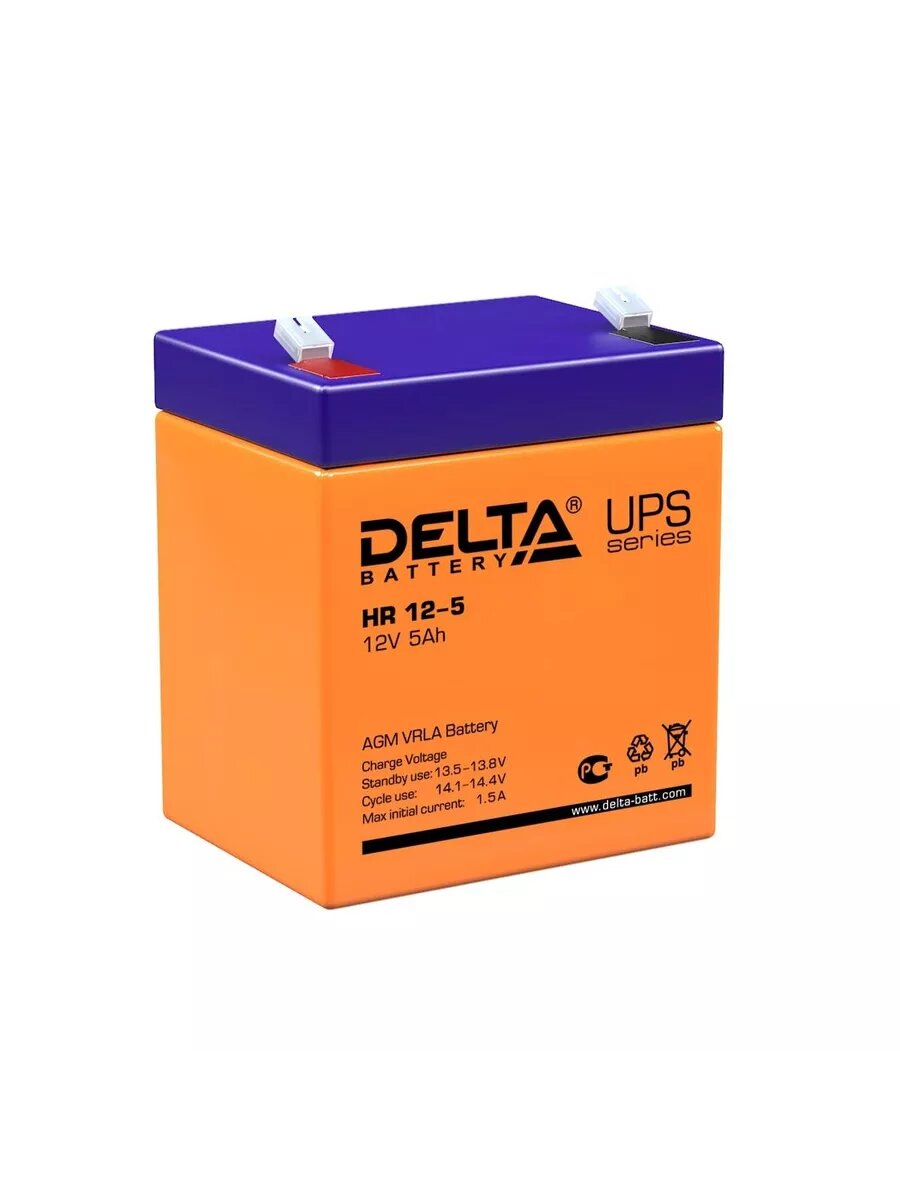 Аккумулятор DELTA HR 12-5 12V 5Ач А 90x70x100 унив. пол.