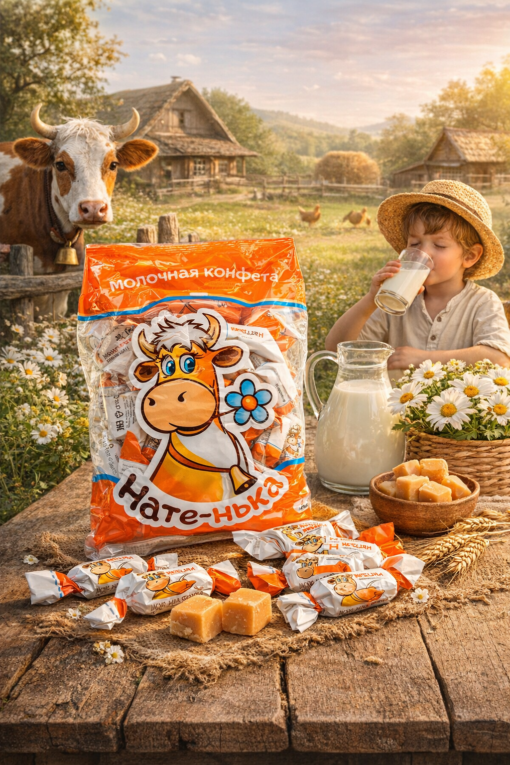 Конфеты Вольский кондитер "Настенька", неглазированные с корпусами из молочной помады, 1кг.