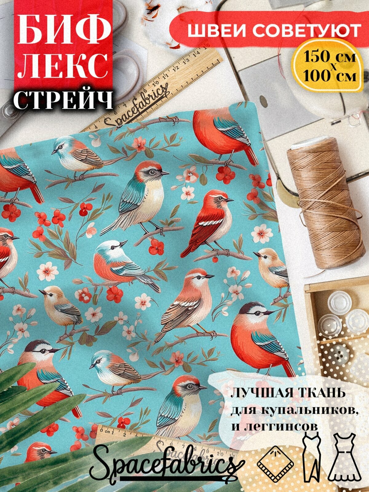 Бифлекс ткань для шитья и рукоделия, 240 г/м2, отрез 150х100 см, трикотажная стрейч ткань с принтом