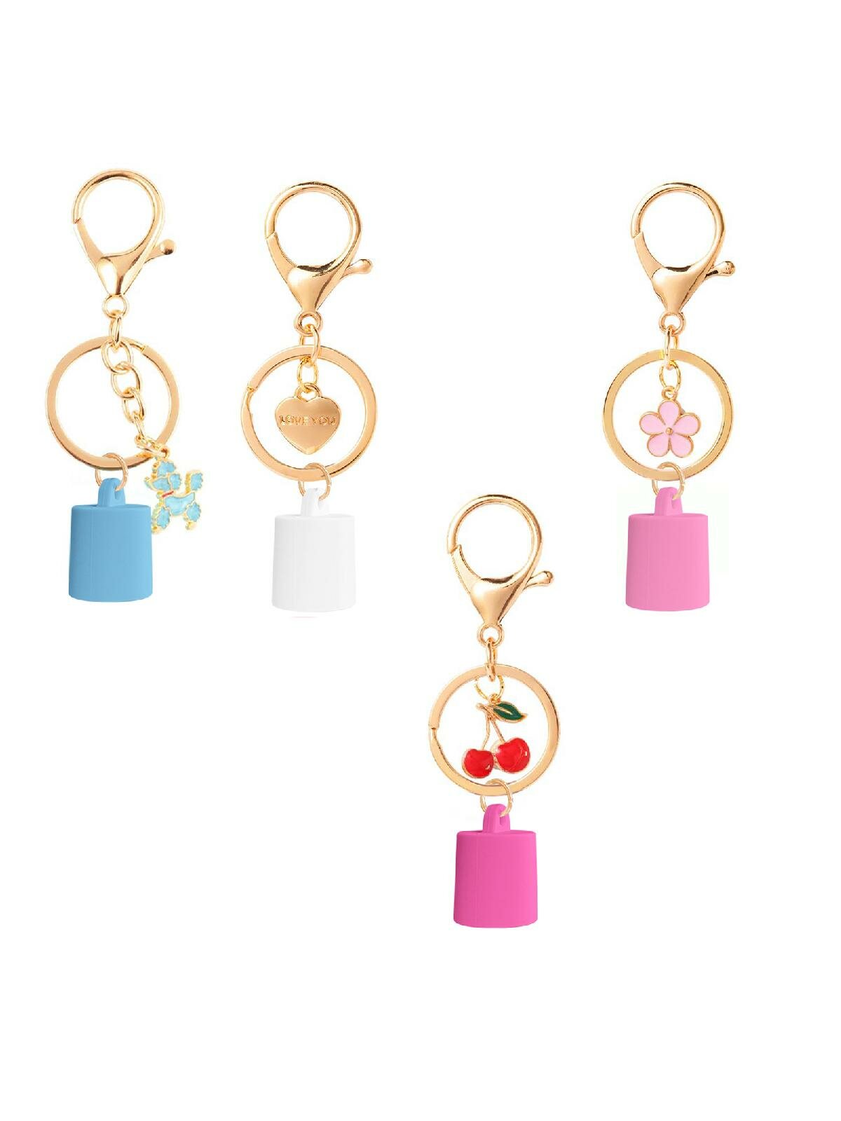 1 набор из 4-х брелоков с глянцевым блеском для губ + подвеска из сплава (упаковка из 4-х)