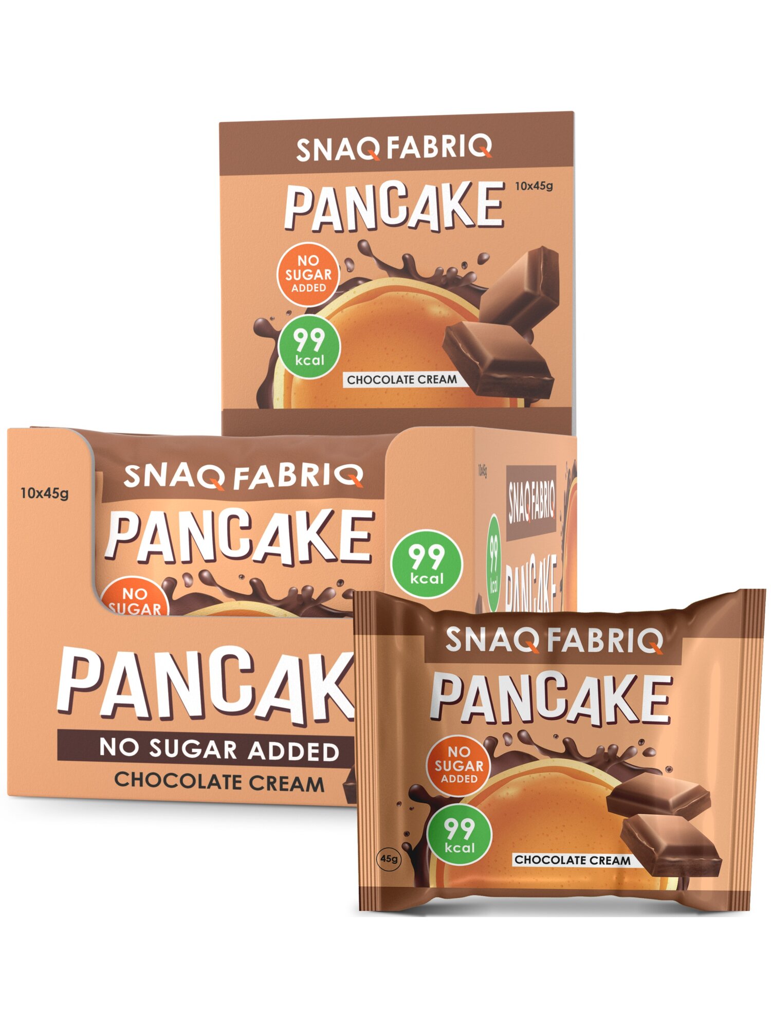 Протеиновый батончик SNAQ FABRIQ Панкейк с начинкой 10 х 45 г, Нежный шоколад