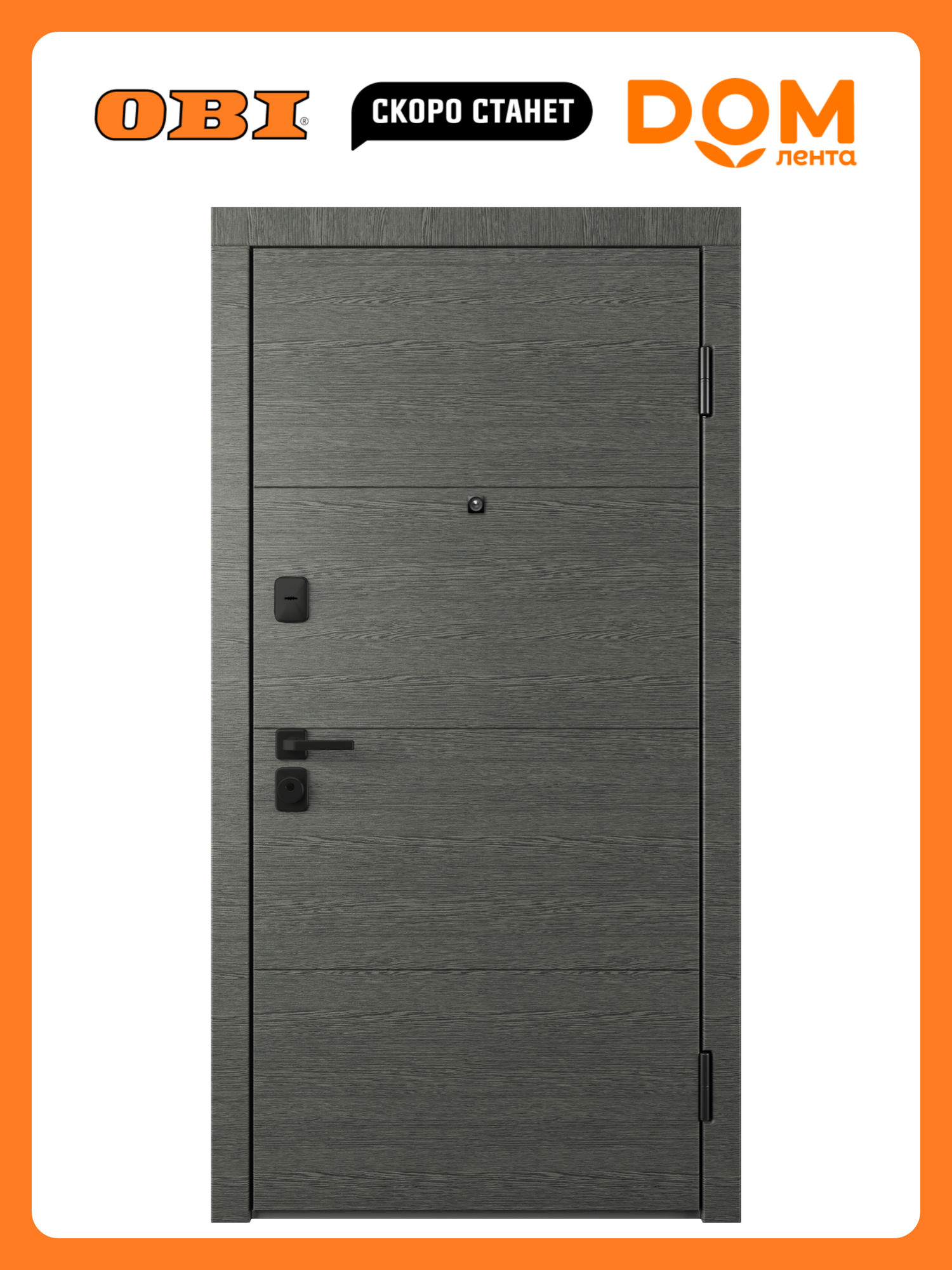 Входная дверь "Фелиса", металлическая, противосъемные штыри, серая, 205x86 см