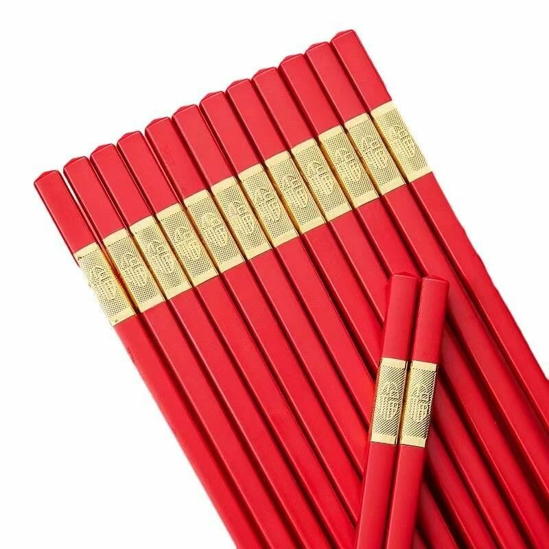 Китайские палочки для еды с золотым тиснением в стиле пяти благословений для домашнего использования, нескользящие, устойчивые к плесени, термостойкие, цветные палочки для свадебных подарков
