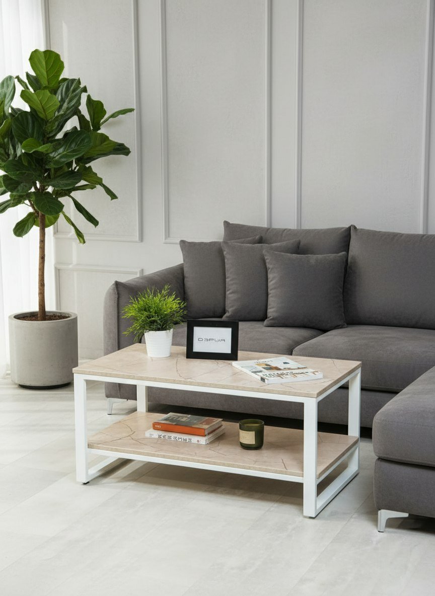 Чайный столик прямоугольный для гостиной, в офис, прихожую, спальню, в гостиницу с железной ножкой, интерьерный стильный