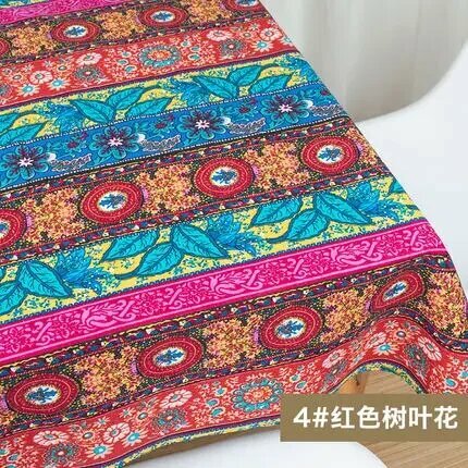 Африканская ткань хлопок лен винтаж печать 50x145 см