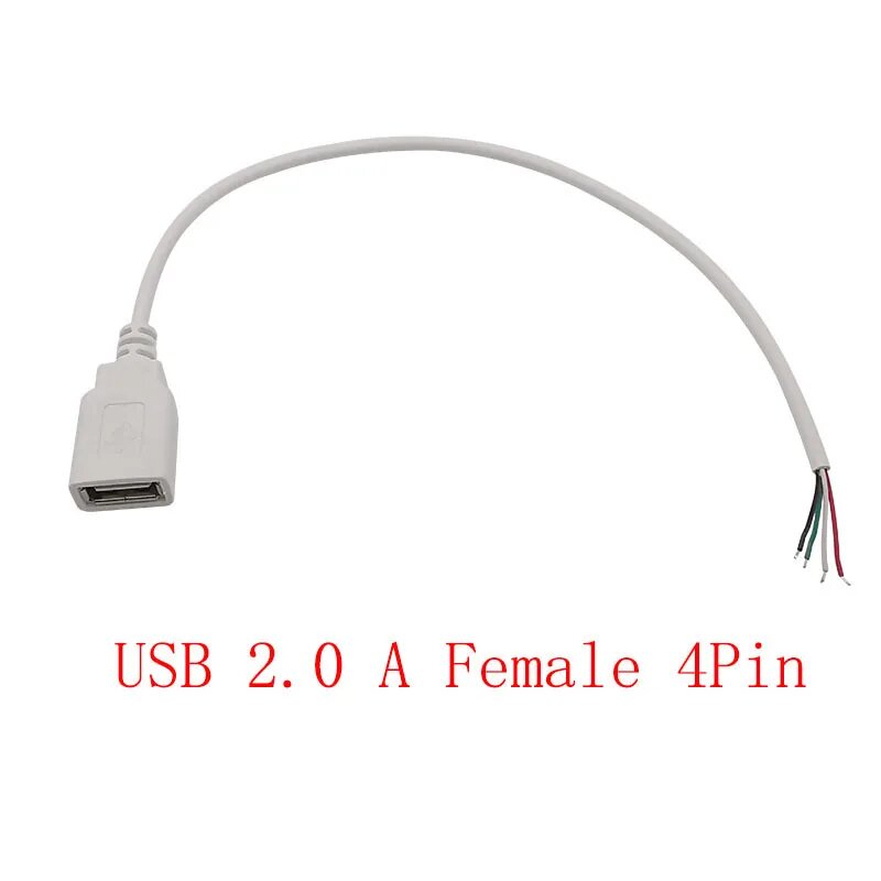 Micro USB/Type C/USB 2.0 A разъем-удлинитель 30CM 1Pcs, USB Female 4Pin WH
