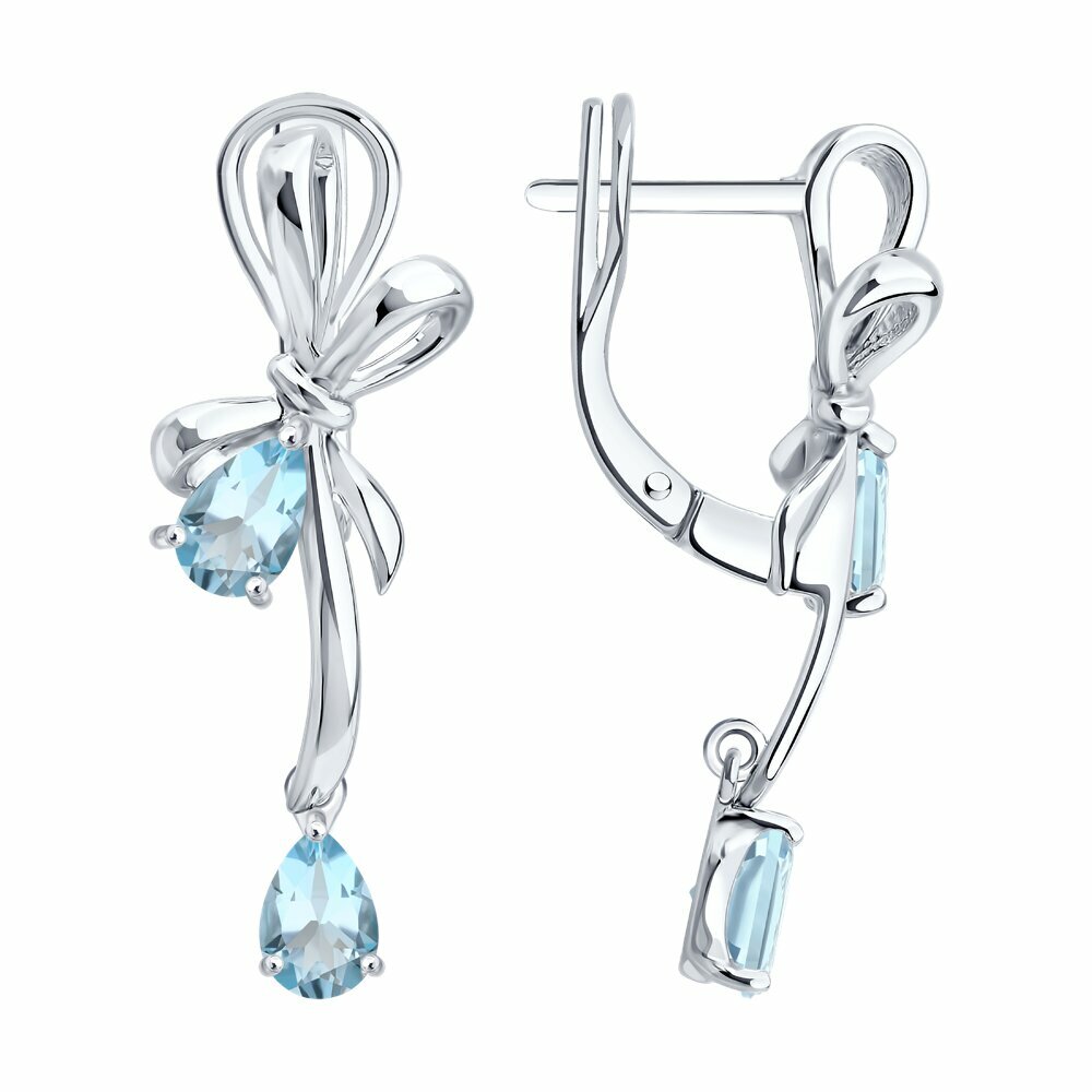 Серьги, серебро, 925 проба, родирование