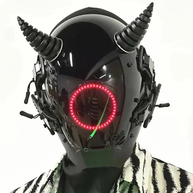 Cyberpunk маска ПВХ, темно-зеленый, red band angle