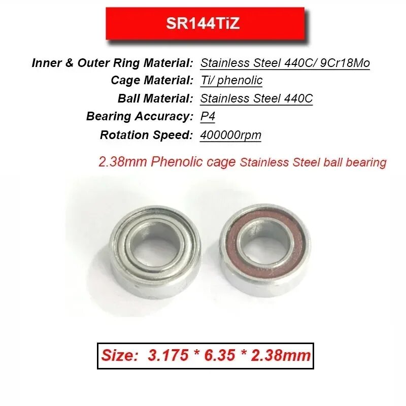 Подшипник SR144TiZ 3.175x6.35x2.38mm, P4, 40000rpm
