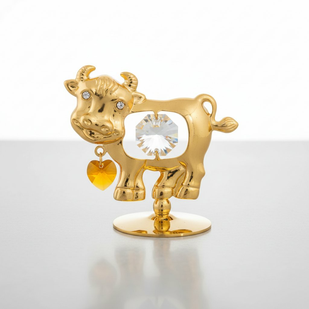 Фигурка на подставке Бык с сердечком A2158535 Crystal Temptations, Металл, кристалл