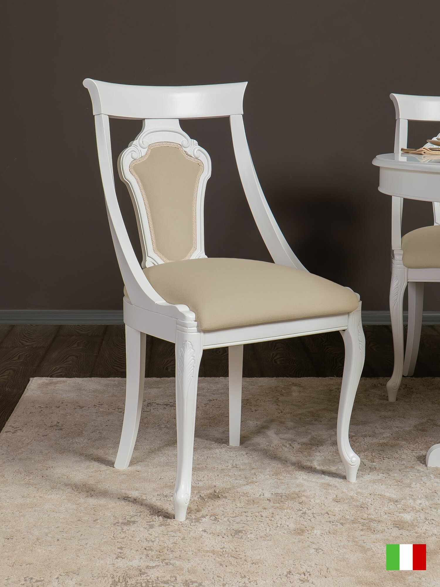 Стул деревянный патриция, массив бука, эмаль белая , без патины , сливочный