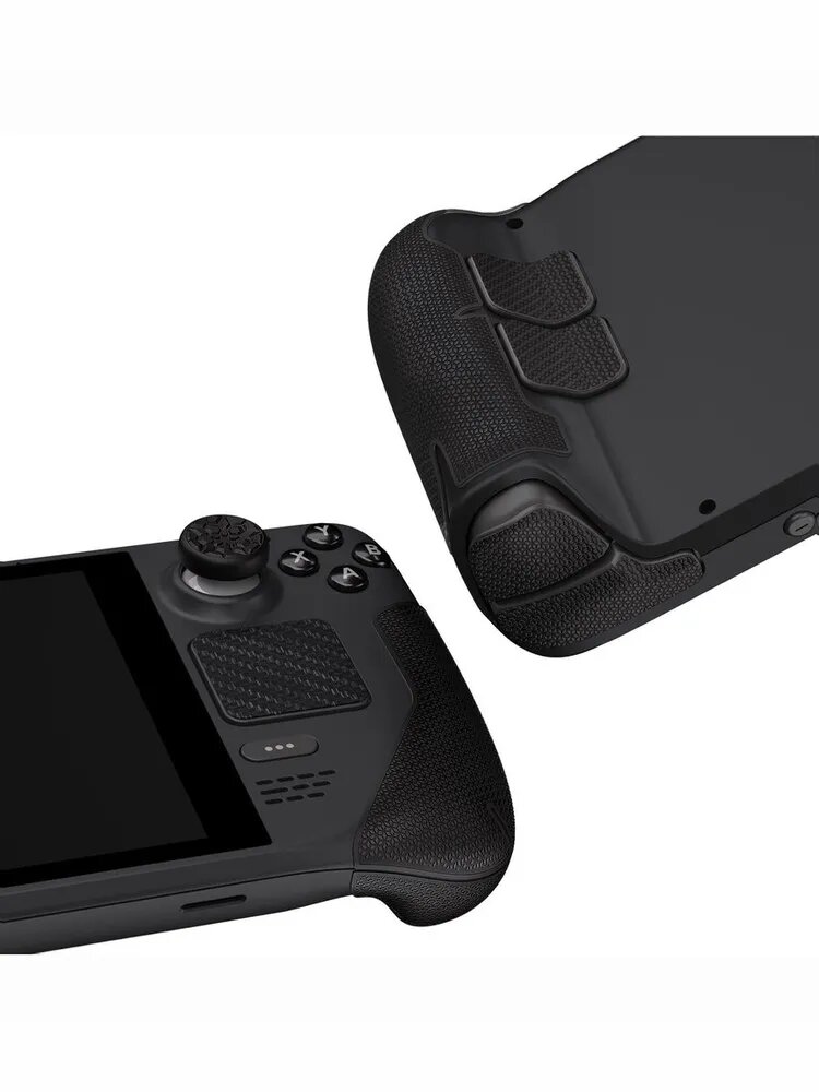 PlayVital грипсы для Steam Deck LCD/OLED, мягкие антискользящие накладки с шестигранной текстурой, чёрные