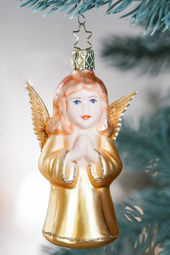 Ёлочная игрушка солнечный ангел, стекло, 11 см, Inge Glas 10126S024