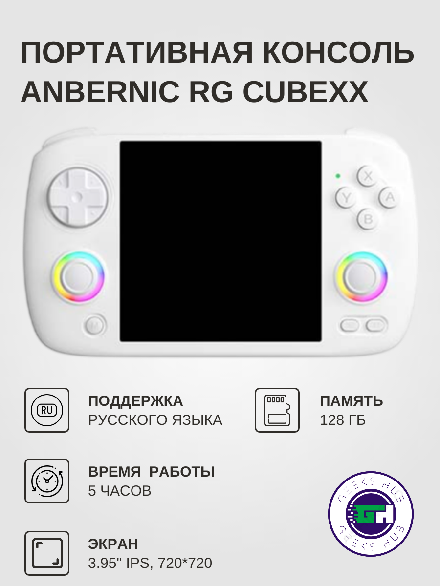 Портативная игровая консоль Anbernic RG CubeXX, белая, 128 Гб