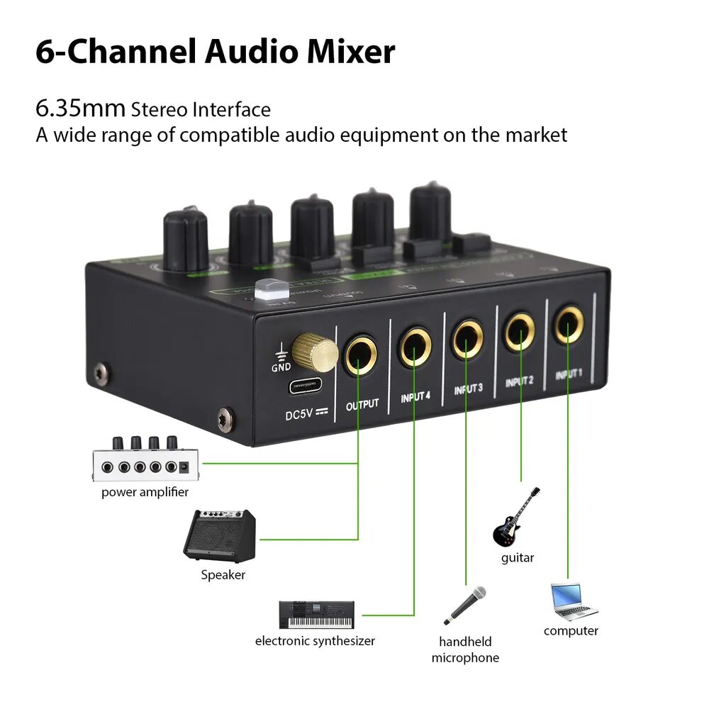 Микшер 4-CH STEREO LINE MIXER MIX400 PRO ULTRA LOW NOISE, для домашнего использования, черный — фото 1
